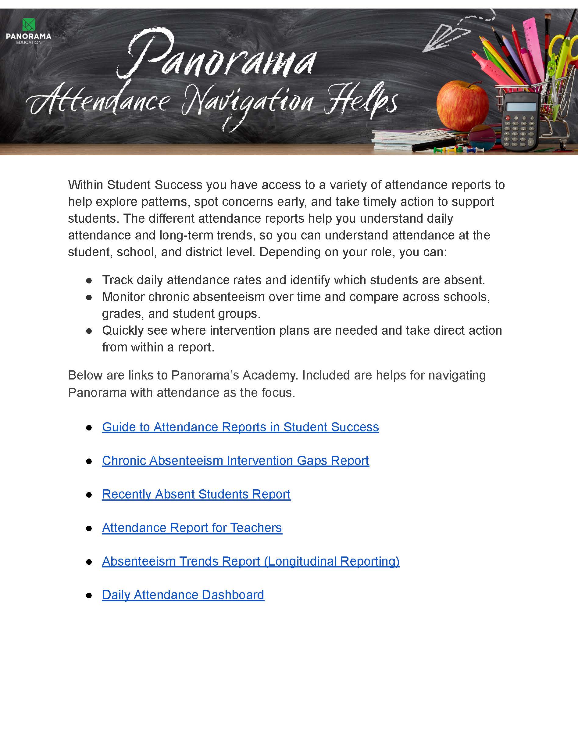 Attendance Resources for Schools – Student Support Services